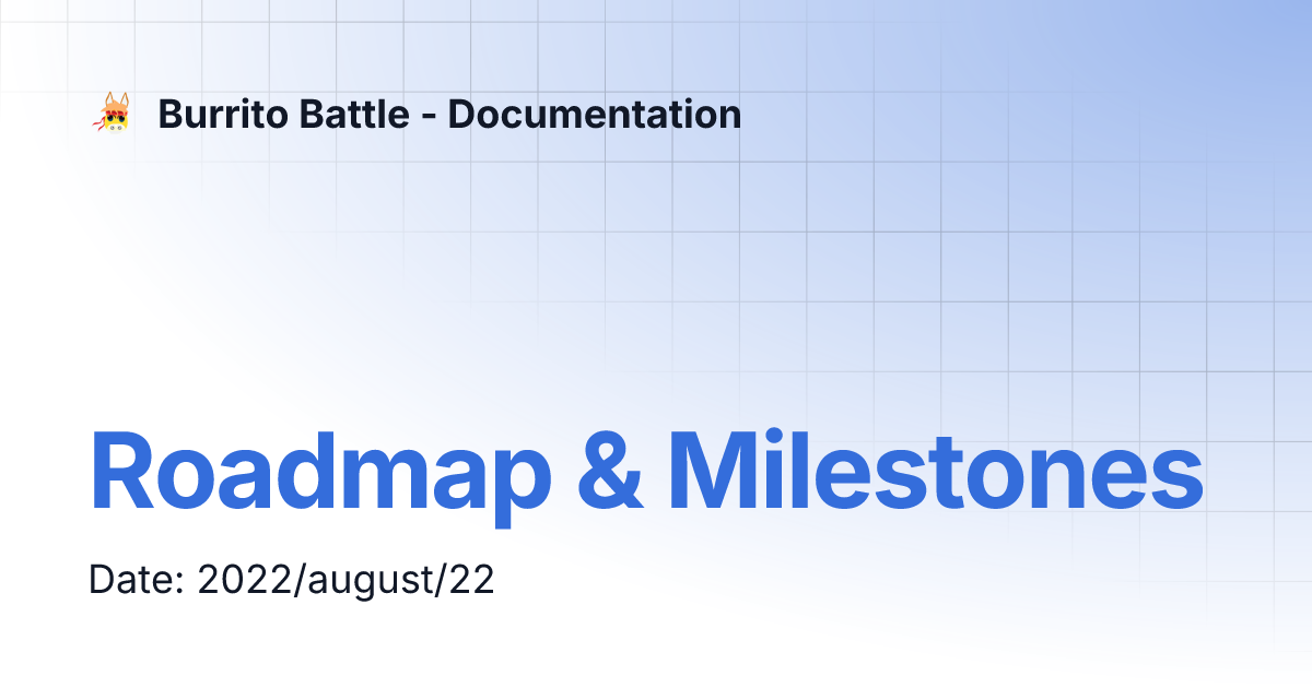 Roadmap & Milestones | Burrito Battle - Documentation